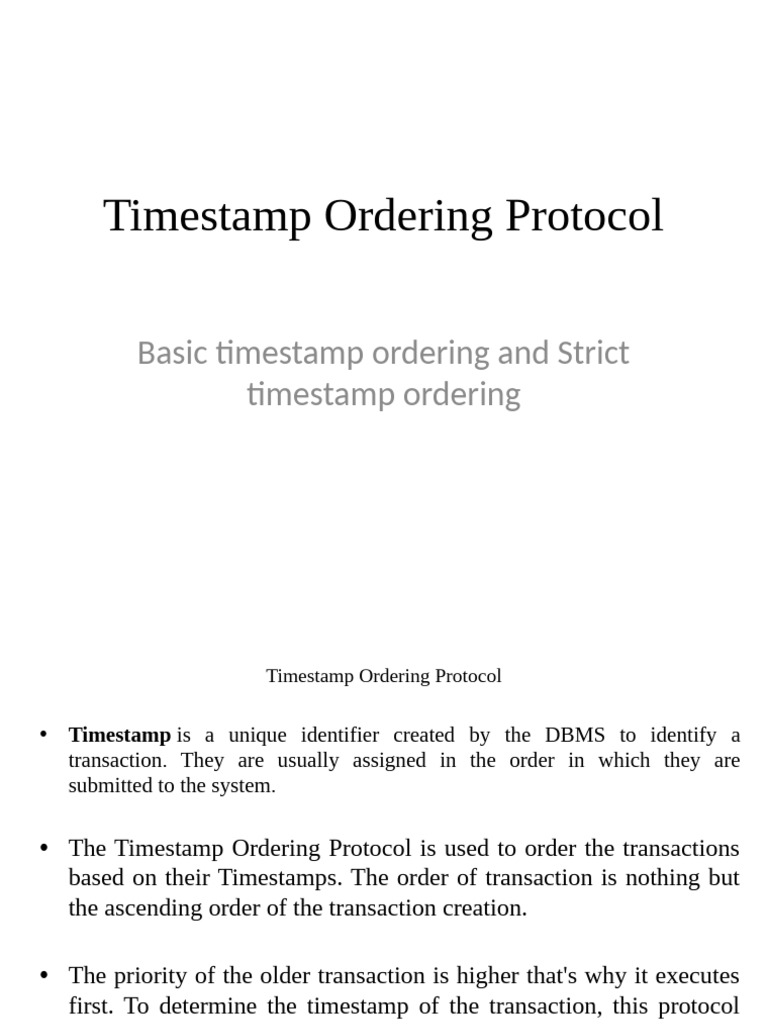 Unit 52 Strict And Basictimestamp Ordering Protocol Pdf 