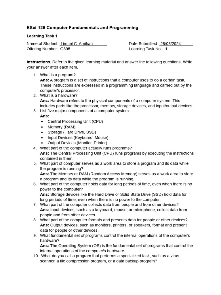 Amihan Limuel - G395 LT1 | PDF