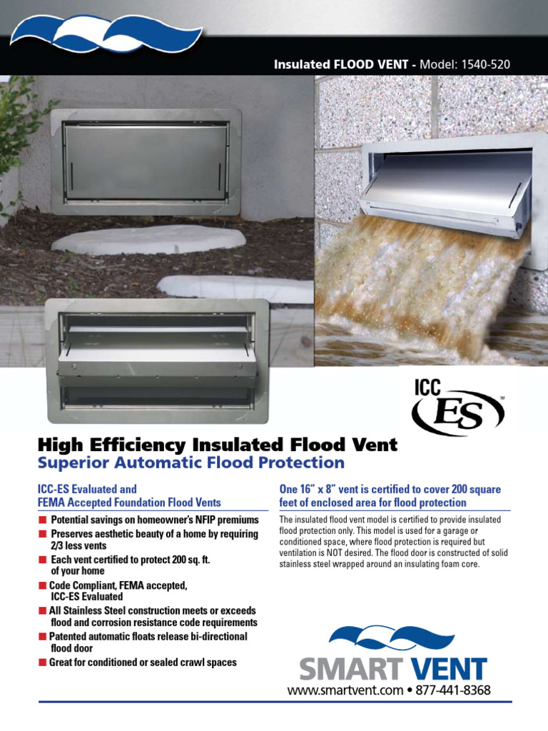 Flood Vent Model 1540-520 Spec Sheet | PDF | Door | Home & Garden