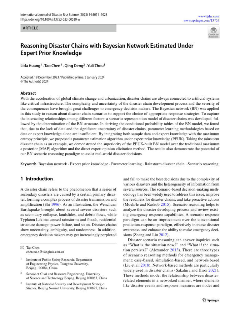 Reasoning Disaster Chains With Bayesian Network Estimated Under Expert ...