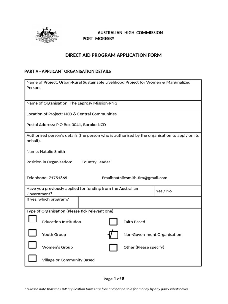 DAP Application Form_TLMPNG ED | PDF