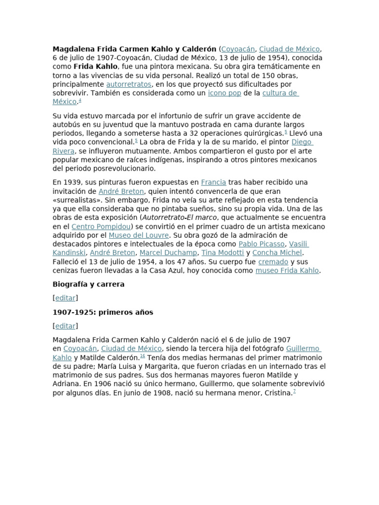 Biografia de Frida Kahlo | PDF