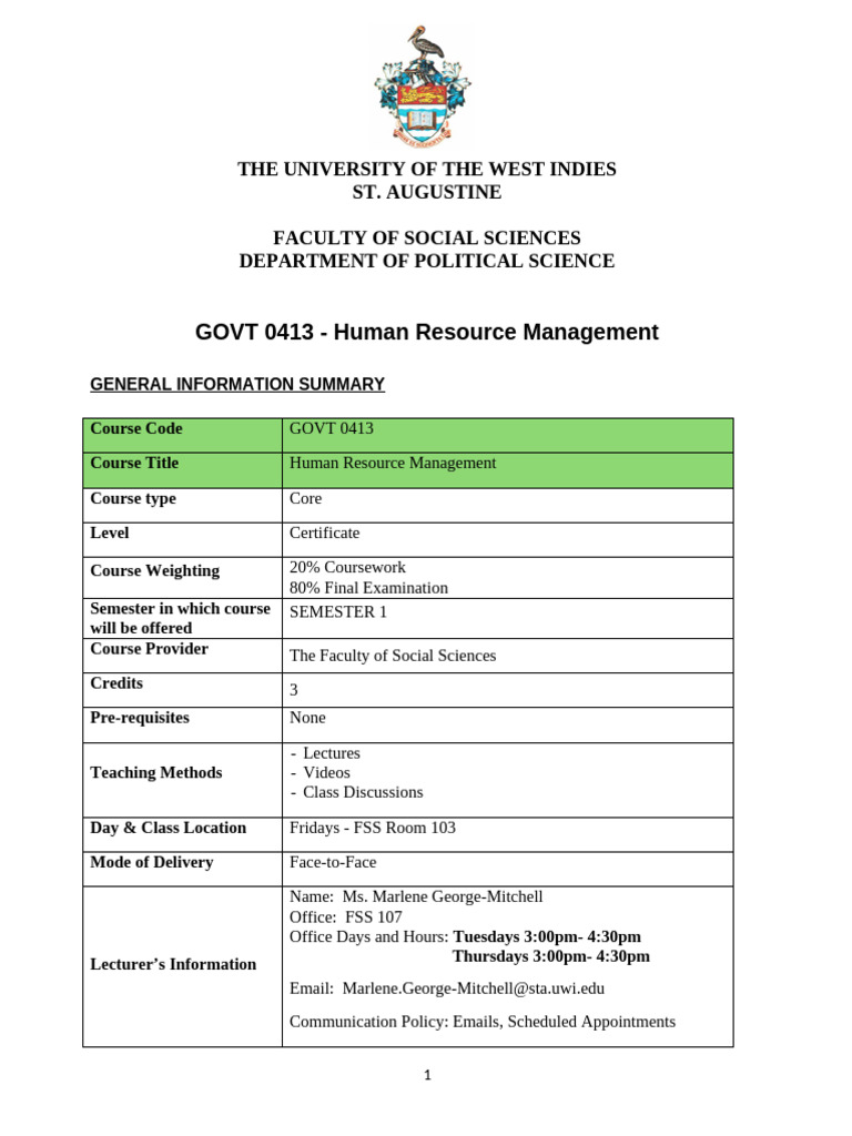 Course Outline - GOVT 0413 | PDF