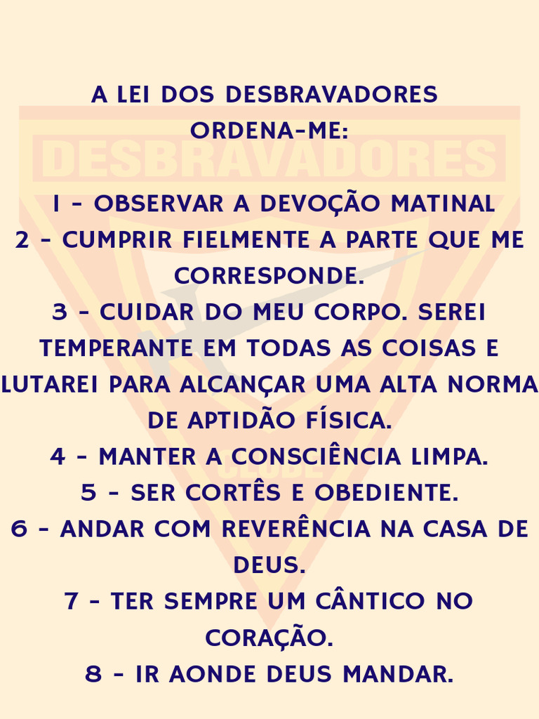 A Lei Dos Desbravadores Ordena-Me 1 - Observar A Devoção Matinal 2 ...