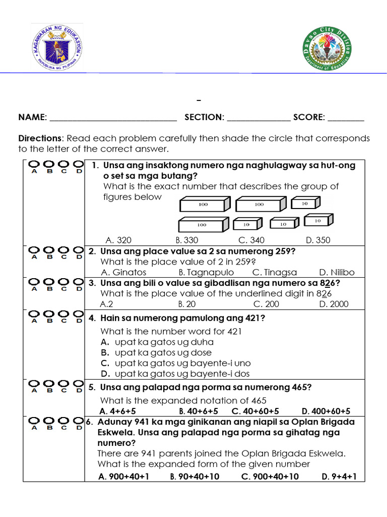 Quarterly Exam - Q1 Mathematics 2 2 | PDF | Mathematics