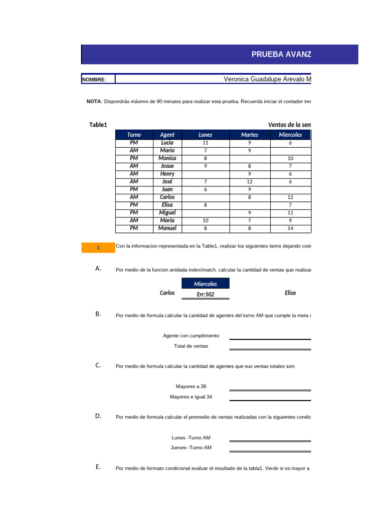Prueba de Excel Avanzado | PDF
