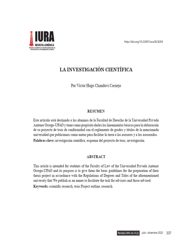 La Investigación Cientifica en IURA | PDF