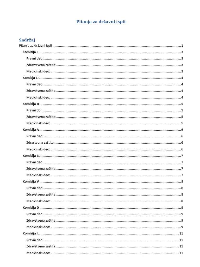 Pitanja Za Državni Ispit | PDF