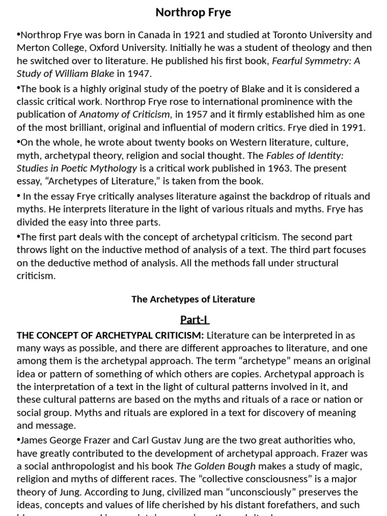 The Archetypes of Literature | PDF