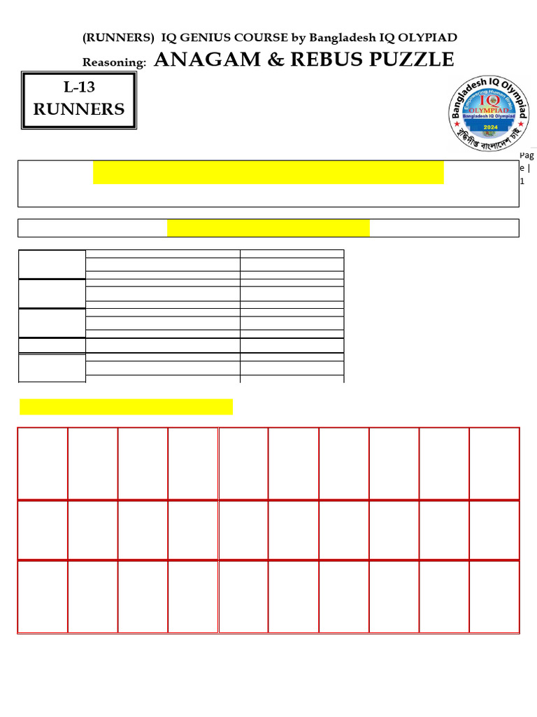 Rebus and Anagram Test Runner 2024 f | PDF