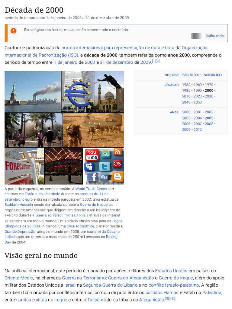 Década de 2000 - Wikipédia, A Enciclopédia Livre | PDF