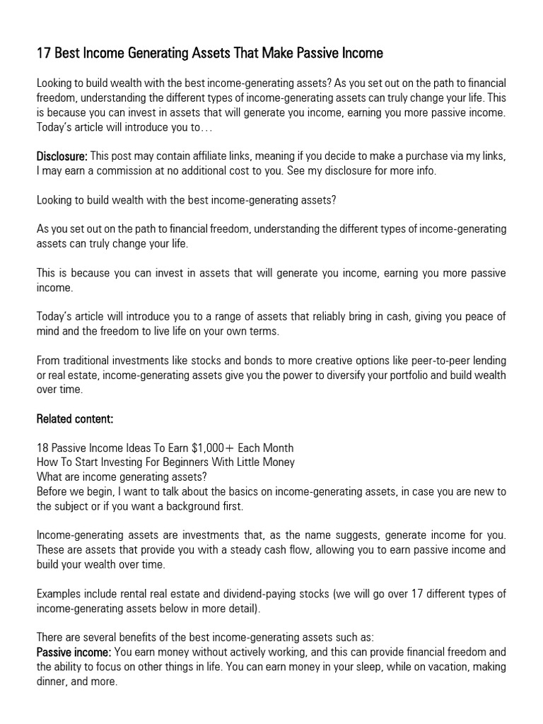 17 Best Income Generating | PDF