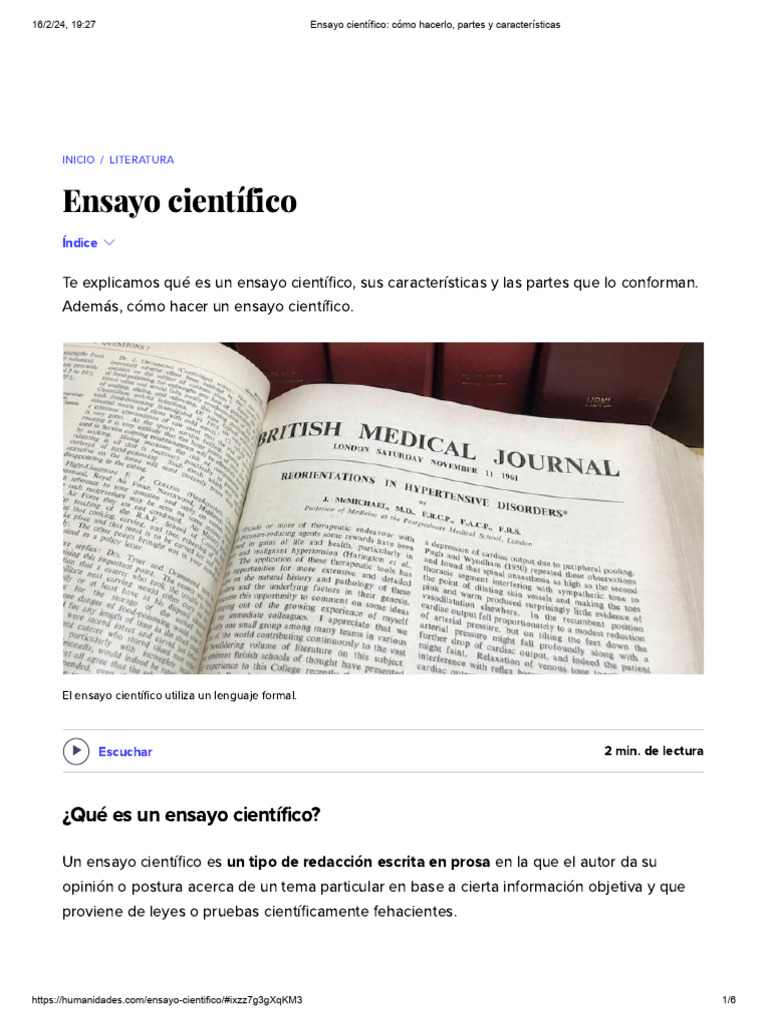 3-1 Ensayo Cientifico - Como Hacerlo, Partes y Caracteristicas | PDF