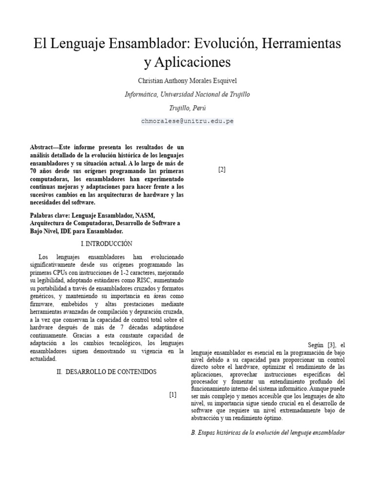 Artículo Lenguaje Ensamblador | PDF | Lenguaje ensamblador | Lenguaje de programación