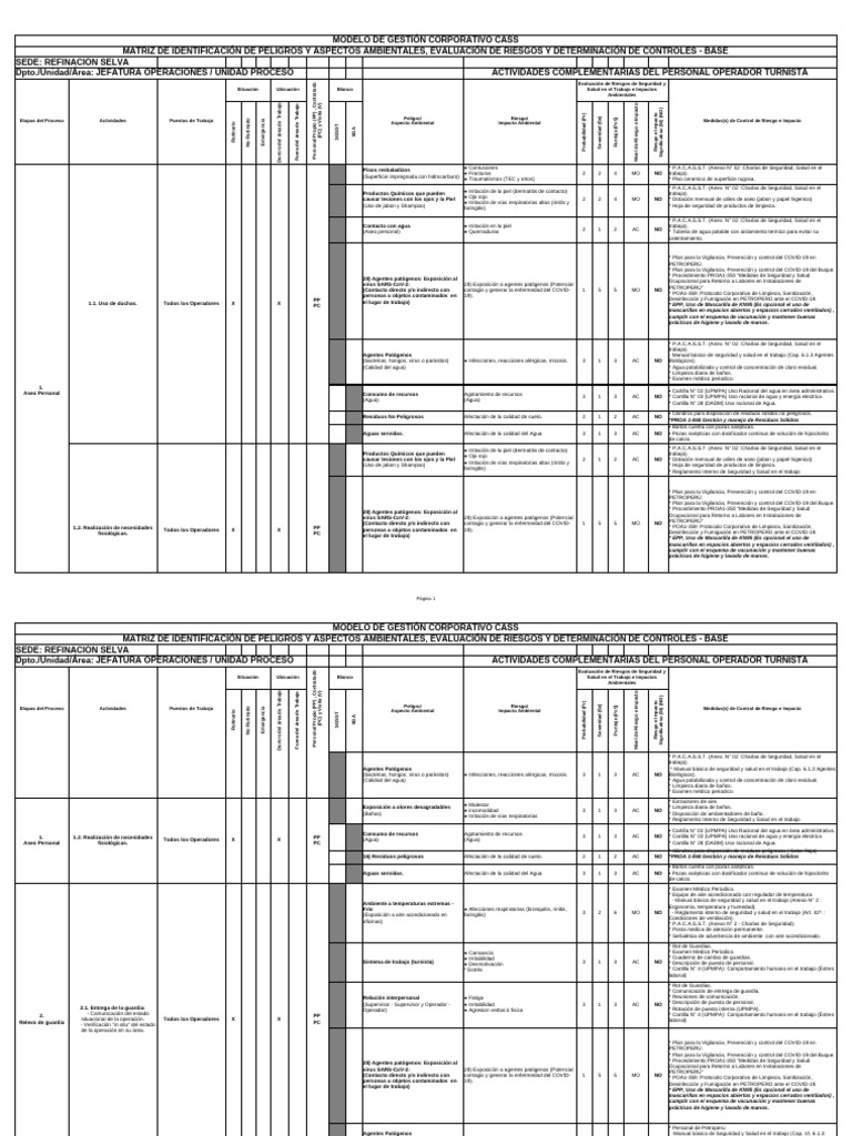 Actividades Complementarias Del Personal Operador Turnista - REV ARIVAS ...