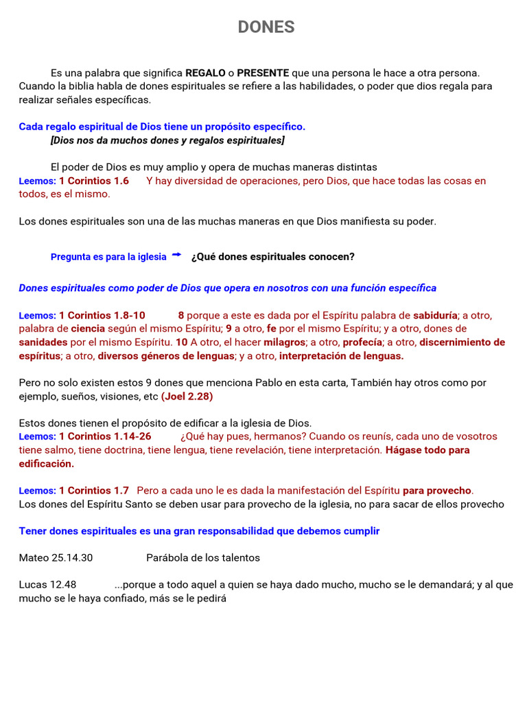 Los Dones Espirituales | PDF