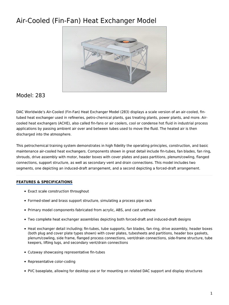 Air-Cooled (Fin-Fan) Heat Exchanger Model _ Industrial Skill Training | PDF