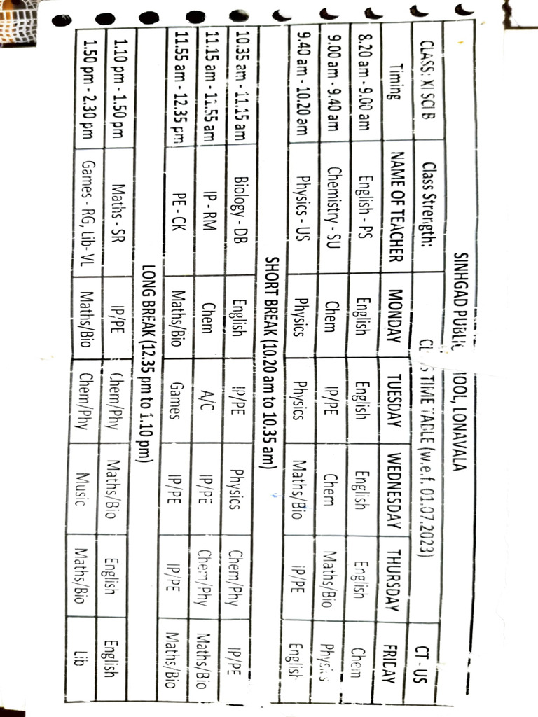 Time Table | PDF