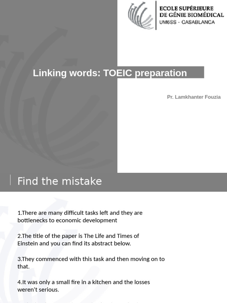 Toeic Preparation Linking Words - 1483014950 | PDF