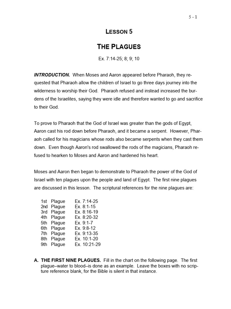 The Plagues Chart (Lesson 5) | PDF