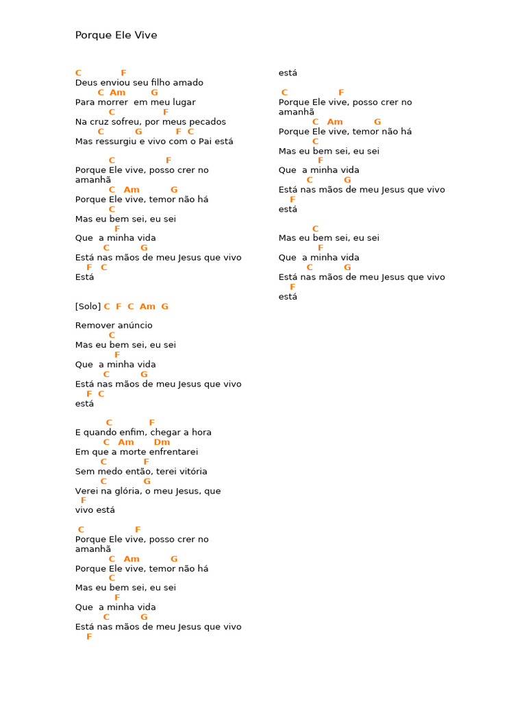 Porque Ele Vive Cifra | PDF