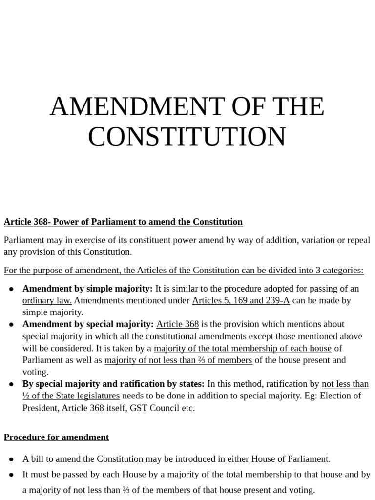AMENDMENT OF THE CONSTITUTION | PDF