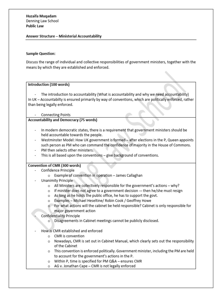 3.2-Ministerial Accountability - Answer Structure | PDF