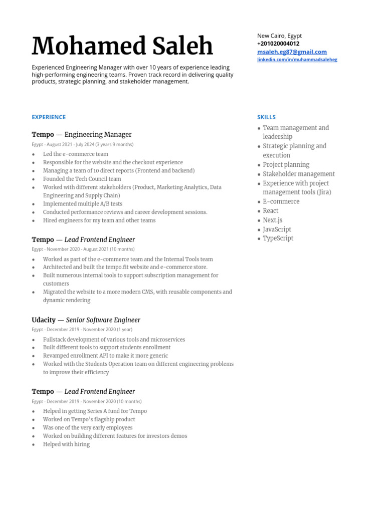 Resume - Mohamed Saleh - EM | PDF