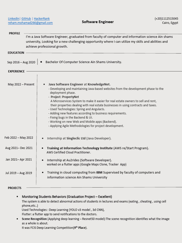 Reham Mohamed CV | PDF