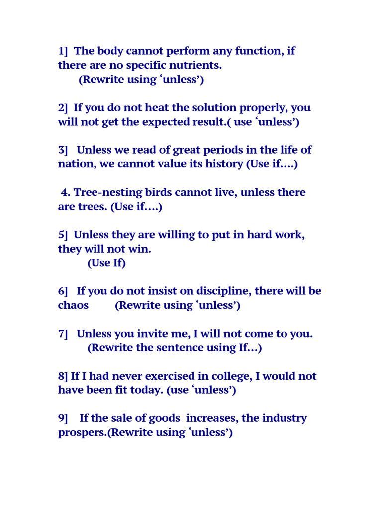 if unless worksheet | PDF
