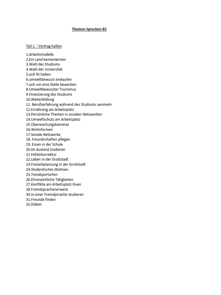 Themen Sprechen B2 | PDF