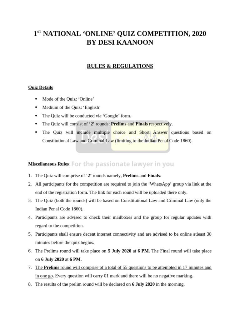 Rules & Regulations | PDF