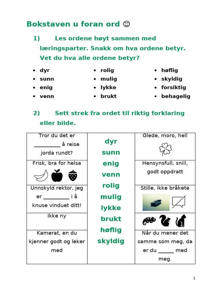 Bokstaven U Foran Ord | PDF