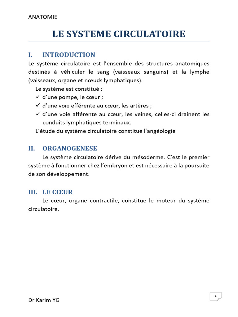 Le Systeme Circulatoire | PDF