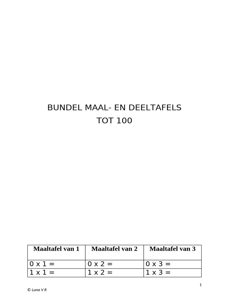 Maal - en Deeltafels 2 | PDF