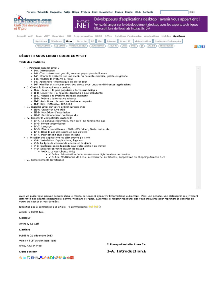 Dokumen - Tips - Debuter Sous Linux Guide Complet Forensics Reporting Tools System Wed Mar | PDF