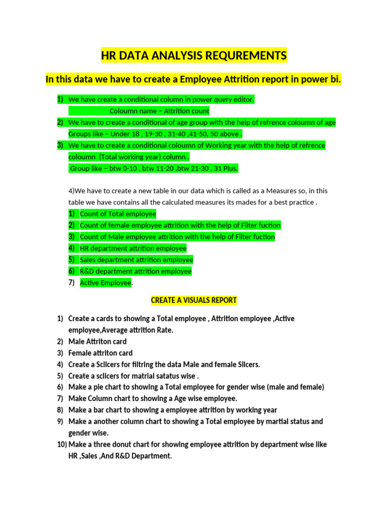 HR Data Analysis Requrements | PDF