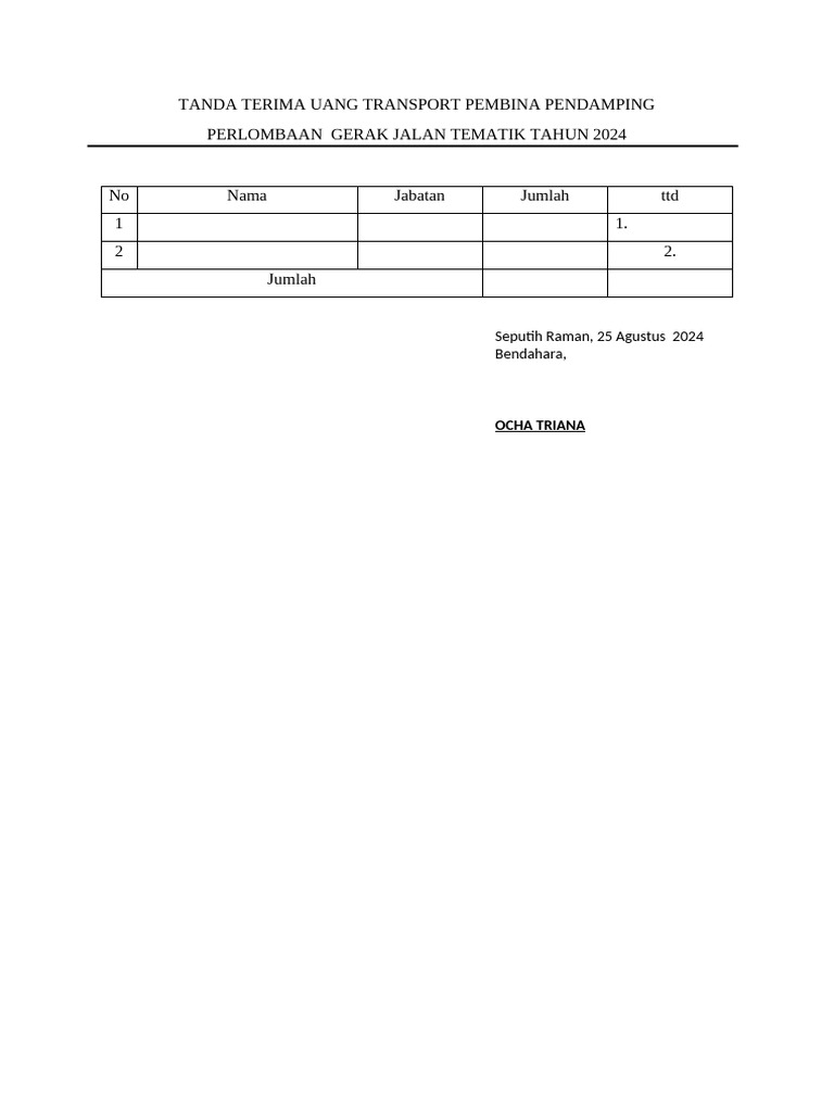 Tanda Terima Transport | PDF