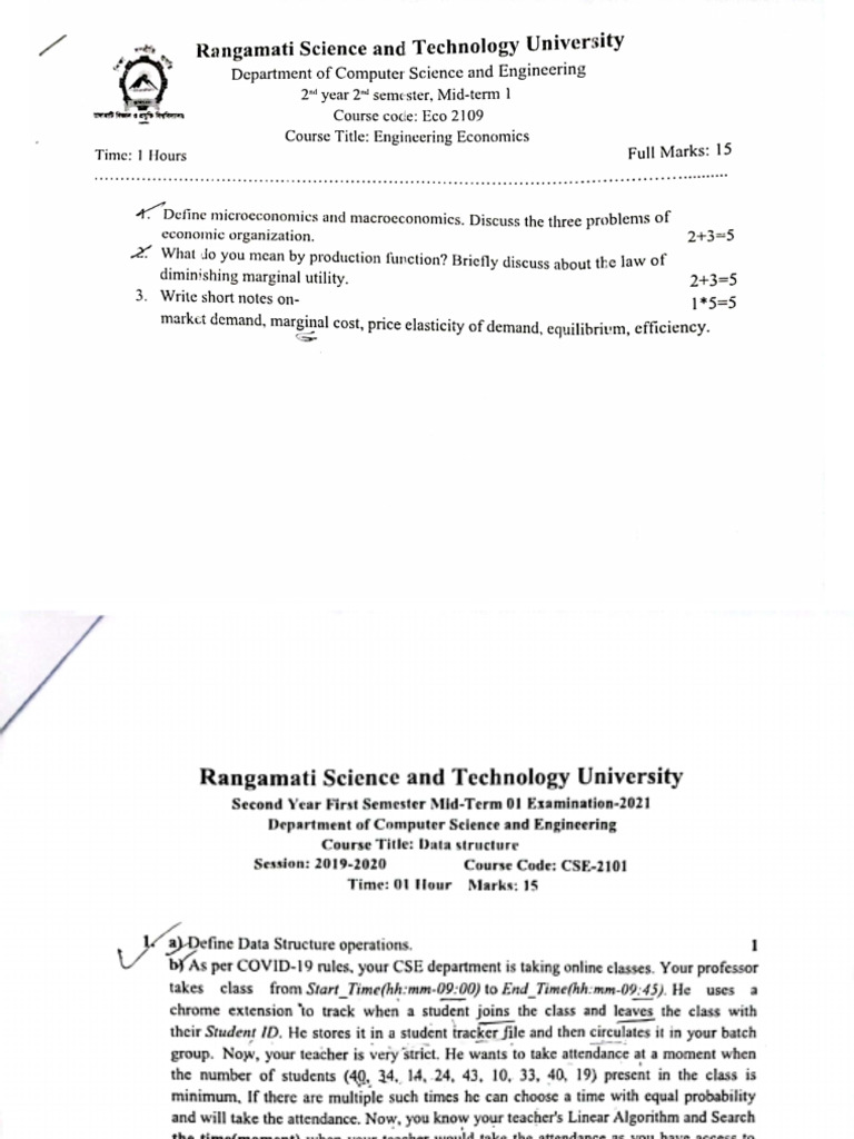Mid-1, Mid-2 2nd Year 1st Semister | PDF