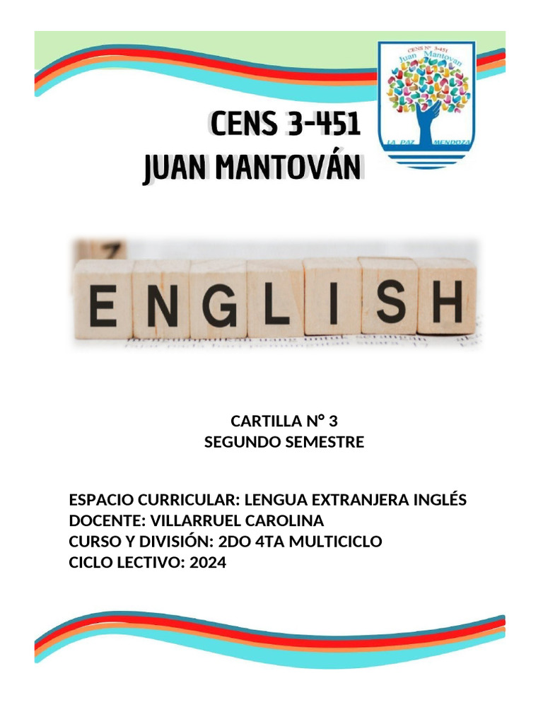 CARTILLA 3 - 2do Sem INGLÉS 2DO MULTICICLO | PDF