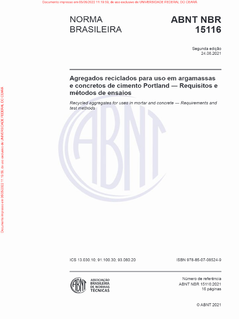 Abnt - NBR 15116 | PDF