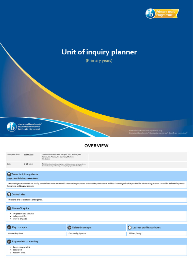 First Grade How We Organize Ourselves | PDF