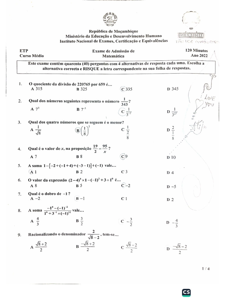 Exame ETP 2022 | PDF