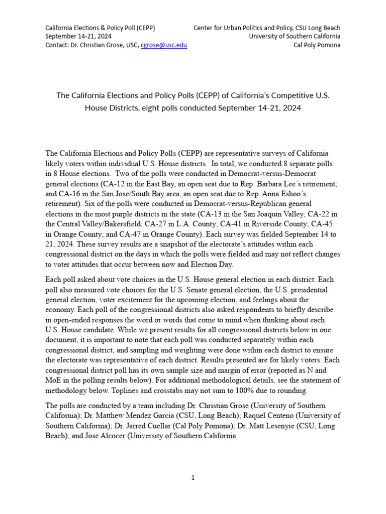 Poll On The 41st Congressional District | PDF | American Government ...