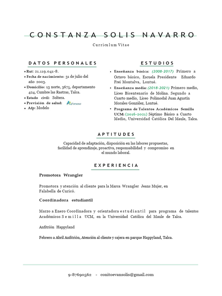 CV Constanza Solis Navarro - 231229 - 125922 | PDF