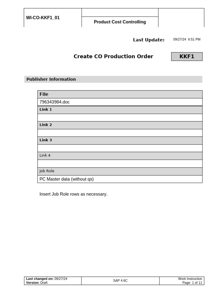 R - KKF1 Create CO Production Order | PDF | Computing | Finance & Money ...