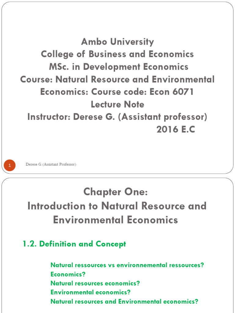 Chapter 1 Introduction To Natural Resource & EE | PDF | Economics ...