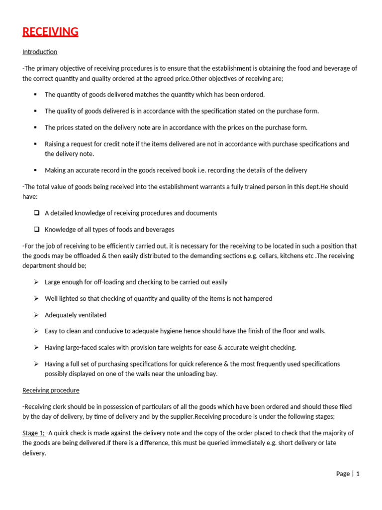 RECEIVING | PDF