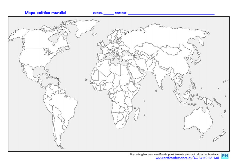 Copia de Mapa mundi politico para completar - Dibujos de Google | PDF