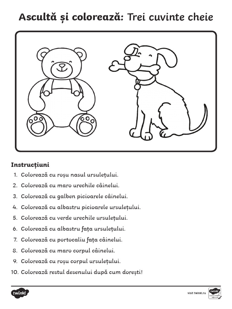 T S 3625 3 Cuvinte Cheie Asculta Si Coloreaz Fisa de Activitate | PDF
